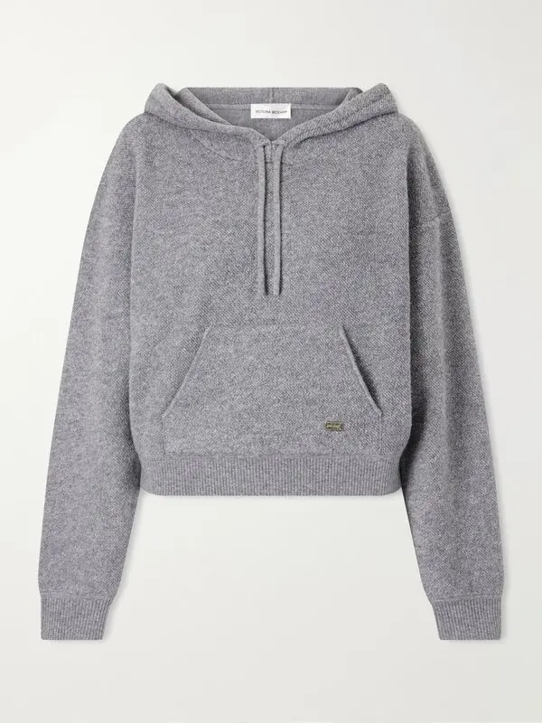 Victoria Beckham Lana Stretch-wool And Cashmere-blend Hoodie - Gray