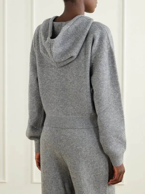 Victoria Beckham Lana Stretch-wool And Cashmere-blend Hoodie - Gray