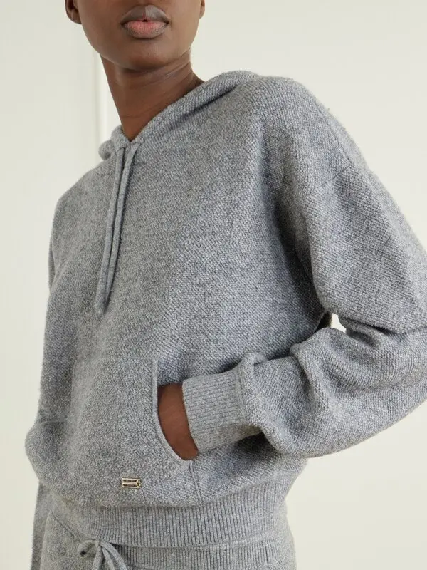 Victoria Beckham Lana Stretch-wool And Cashmere-blend Hoodie - Gray