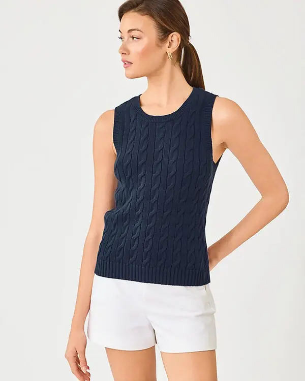 Lilly Pulitzer® Brockton Crew Neck Sweater Tank - Navy