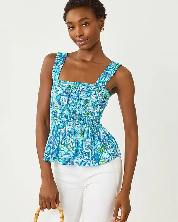 Lilly Pulitzer® Hadly Smocked Peplum Top - Mint