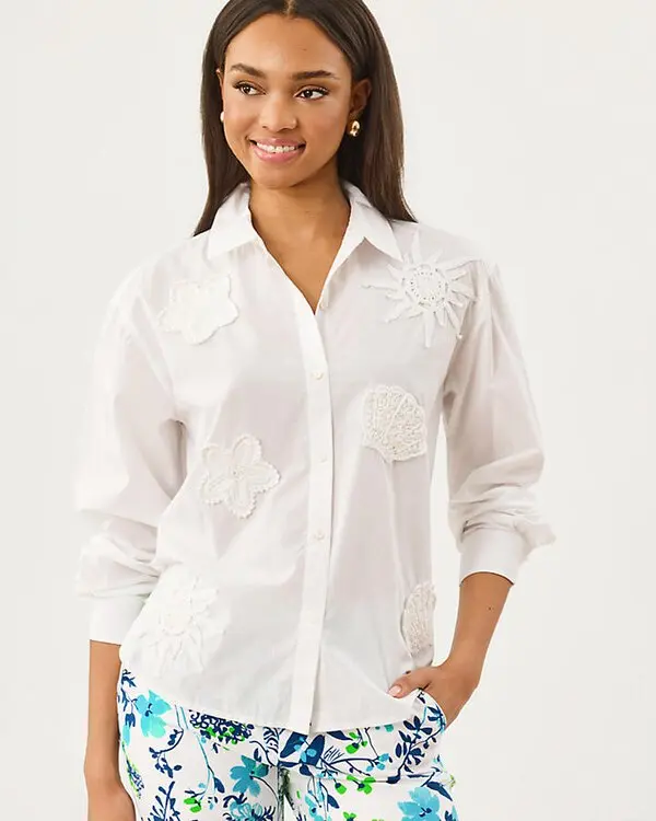 Lilly Pulitzer® Bondi Button Down Shirt - White