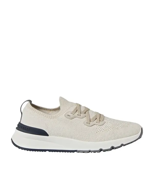 Brunello Cucinelli Cotton-blend Chiné-knit Sneakers