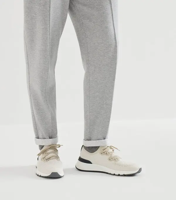 Brunello Cucinelli Cotton-blend Chiné-knit Sneakers