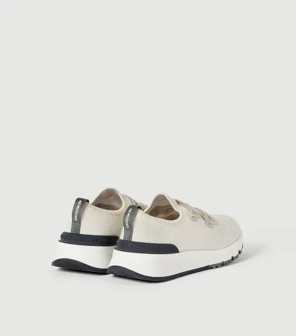 Brunello Cucinelli Cotton-blend Chiné-knit Sneakers