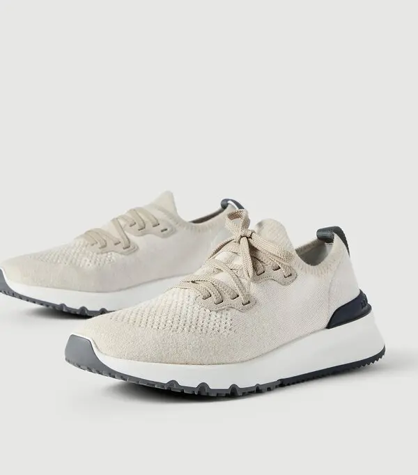 Brunello Cucinelli Cotton-blend Chiné-knit Sneakers