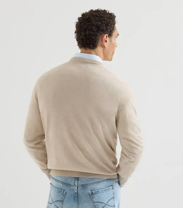 Brunello Cucinelli Cashmere V-neck Sweater - Beige