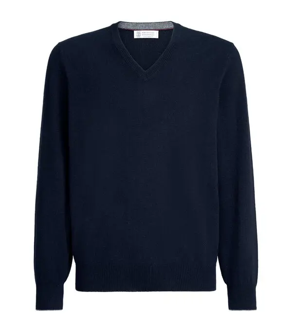 Brunello Cucinelli Cashmere V-neck Sweater - Blue