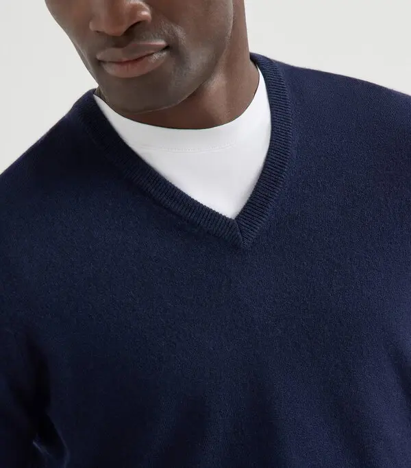 Brunello Cucinelli Cashmere V-neck Sweater - Blue