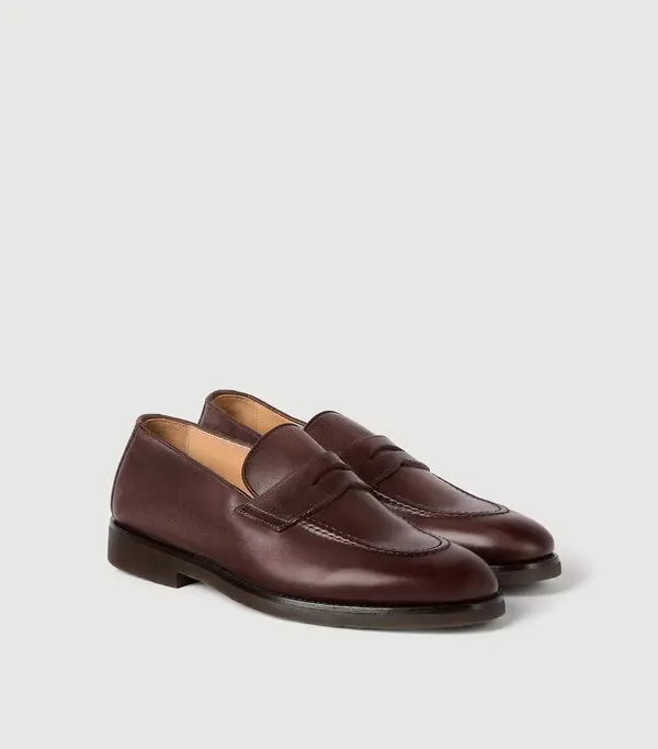 Brunello Cucinelli Calfskin Penny Slot Loafers