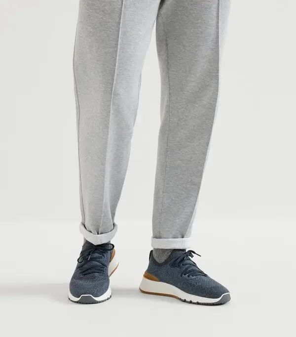 Brunello Cucinelli Cotton-blend Chiné-knit Sneakers