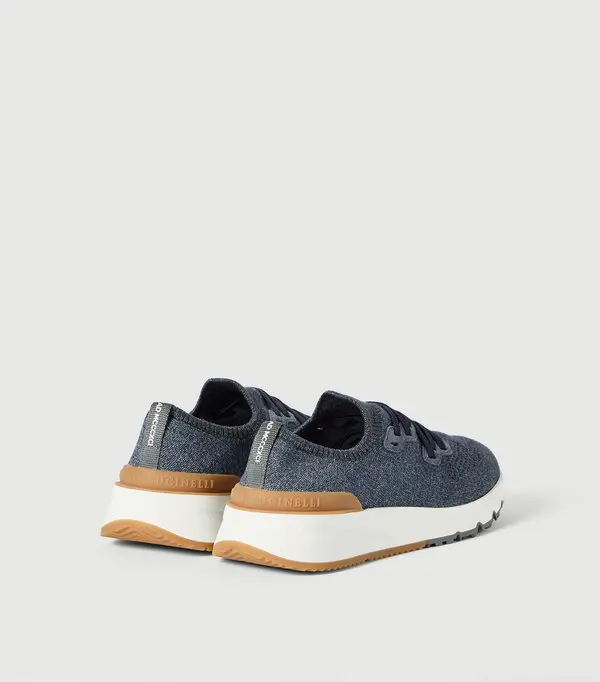Brunello Cucinelli Cotton-blend Chiné-knit Sneakers