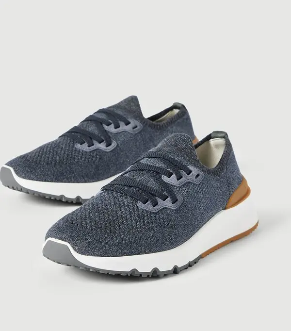 Brunello Cucinelli Cotton-blend Chiné-knit Sneakers