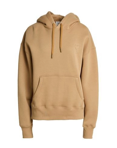 AMI Paris Cotton Blend Fleece Hoodie - Camel