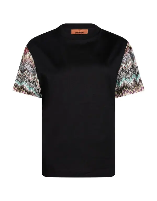 Missoni Multicolor Zigzag Print Cotton T-shirt - Black