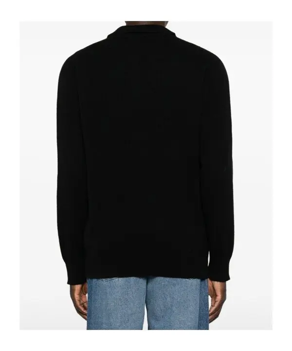 LANEUS Fine-knit Long-sleeve Sweater - Black