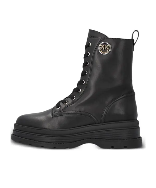 Pinko Logo Plaque Lace Up Ankle Boots