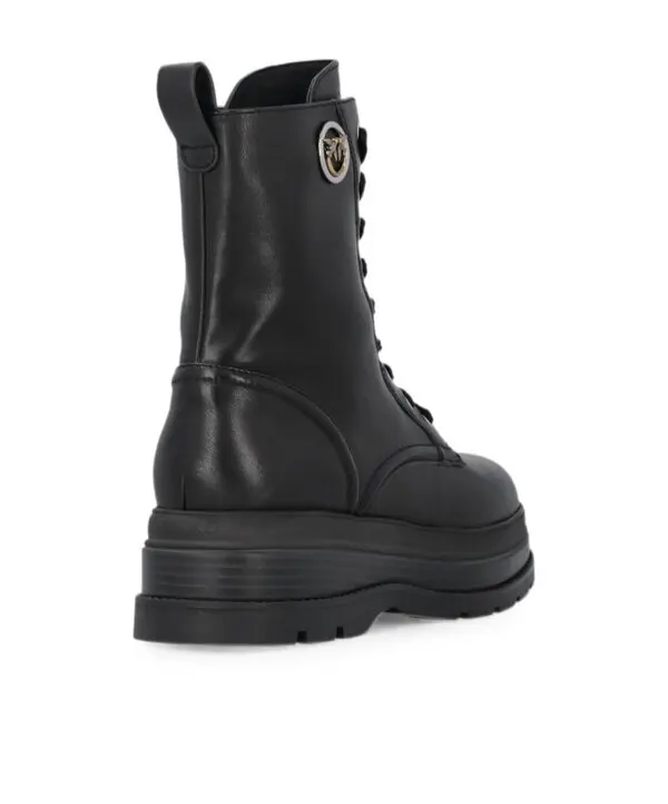 Pinko Logo Plaque Lace Up Ankle Boots