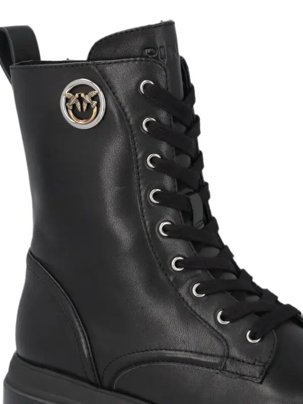 Pinko Logo Plaque Lace Up Ankle Boots