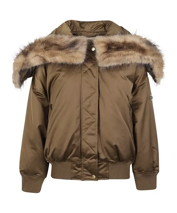 Michael Kors Faux Fur-trimmed Hooded Bomber Jacket - Duffle