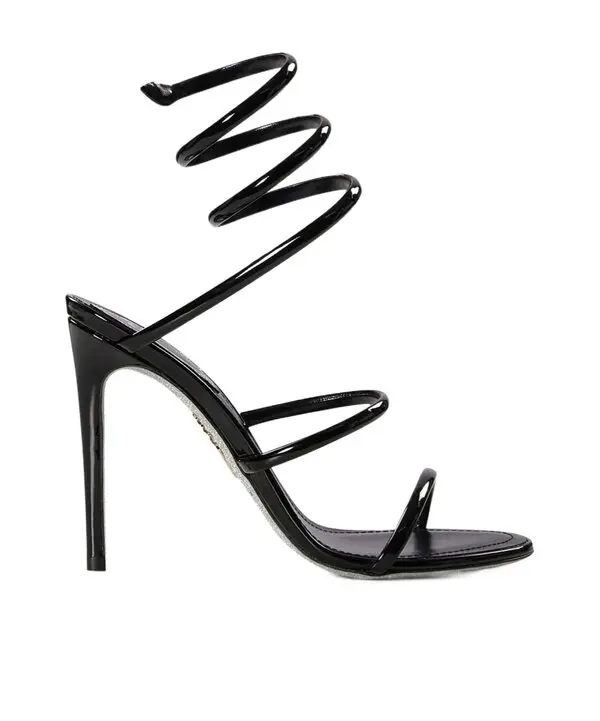 Rene Caovilla Spiral Strap Heeled Sandals - Black