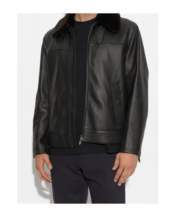 Brioni Long-sleeve Leather Jacket