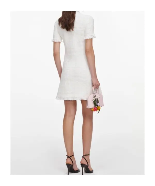 SELF-PORTRAIT Textured Knit Mini Dress - Cream