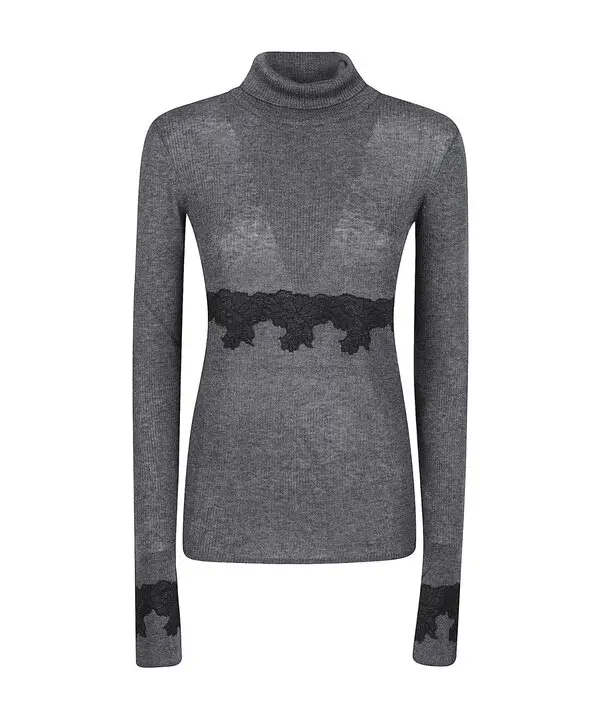 Patrizia Pepe Lace-trim Turtleneck Knit