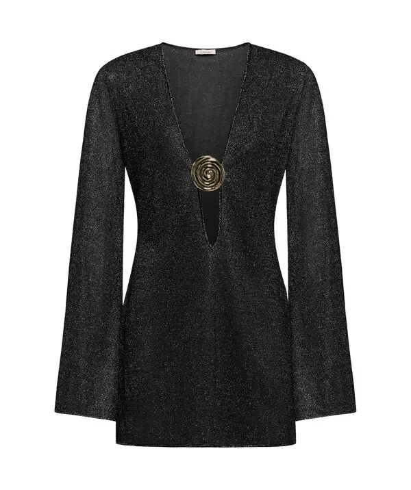 Oseree Lurex Plunge Mini Dress