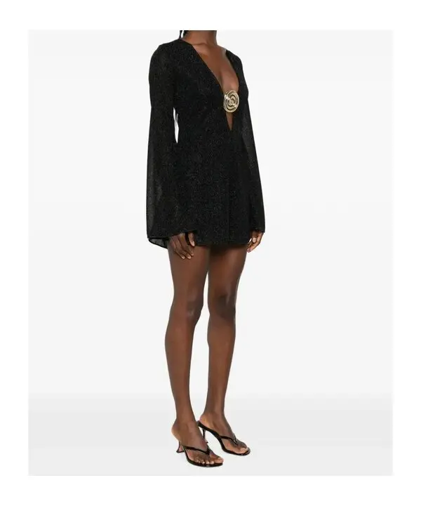 Oseree Lurex Plunge Mini Dress