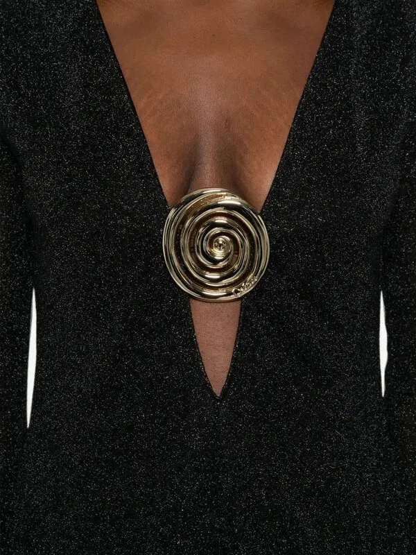 Oseree Lurex Plunge Mini Dress