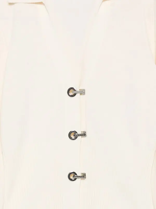 Patrizia Pepe Ribbed Polo Cardigan - White