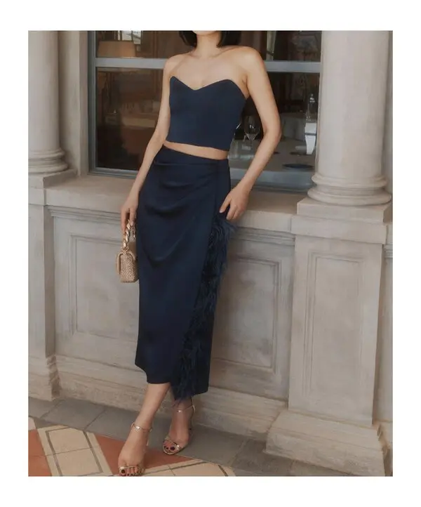 Marella Feather-trimmed Skirt