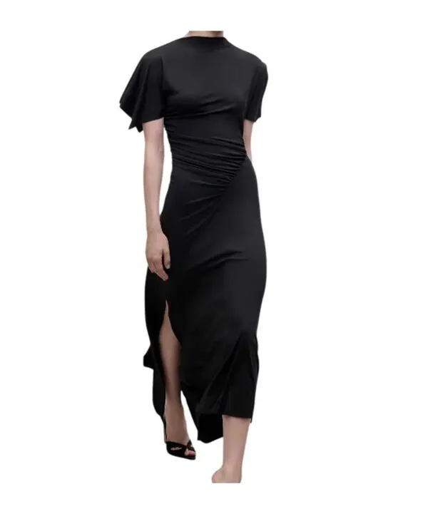 Victoria Beckham Blousey Midi Dress - Black