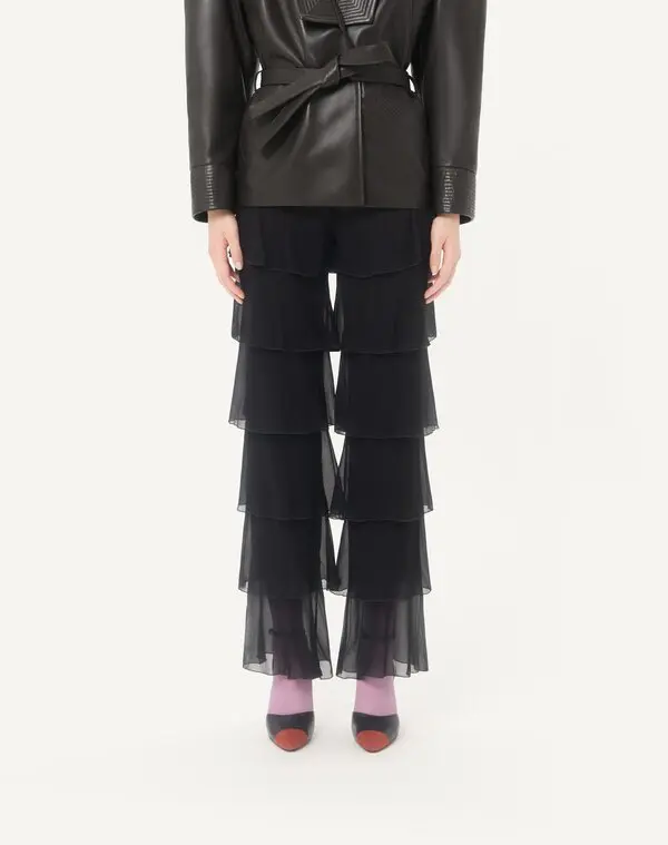 Valentino Garavani Lightweight Georgette Pleated Trousers