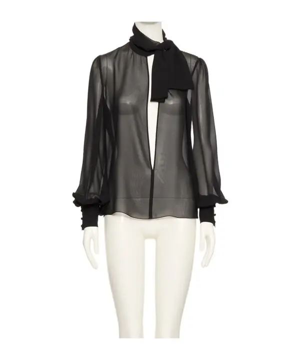 Valentino Garavani Light Georgette Top With Scarf - Black