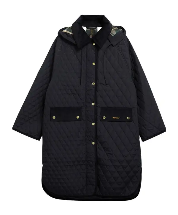 Barbour Hooded Diamond Quilted Long Coat