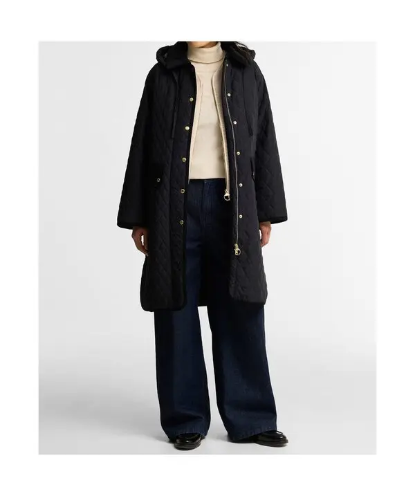 Barbour Hooded Diamond Quilted Long Coat