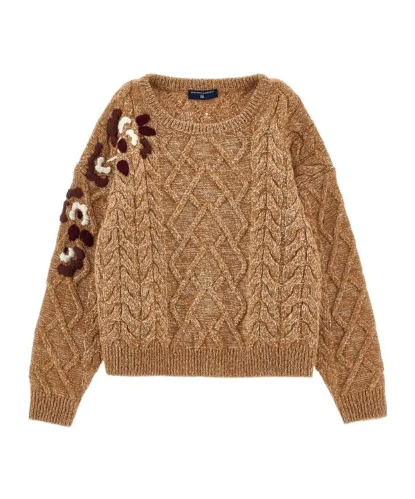 Ermanno Scervino Cable-knit Floral-embroidered Sweater