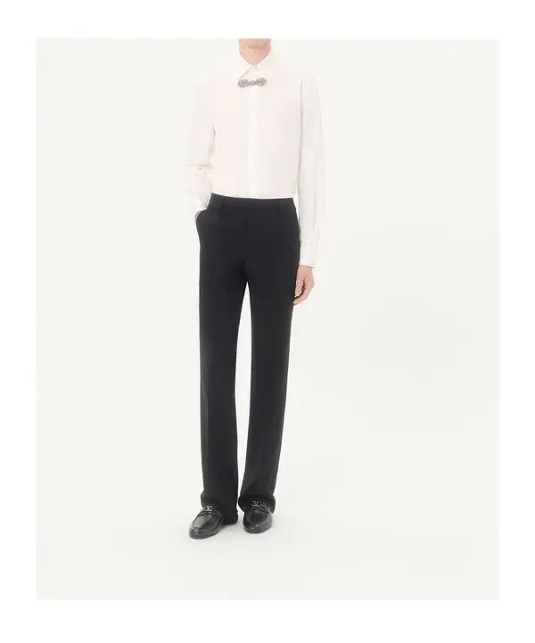 Valentino Garavani Long-sleeved Cotton Poplin Shirt With Embroidered Frog Closure - No