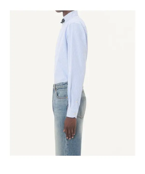 Valentino Garavani Long-sleeved Striped Cotton Shirt With Toggle