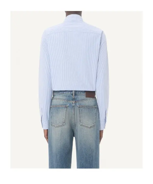 Valentino Garavani Long-sleeved Striped Cotton Shirt With Toggle