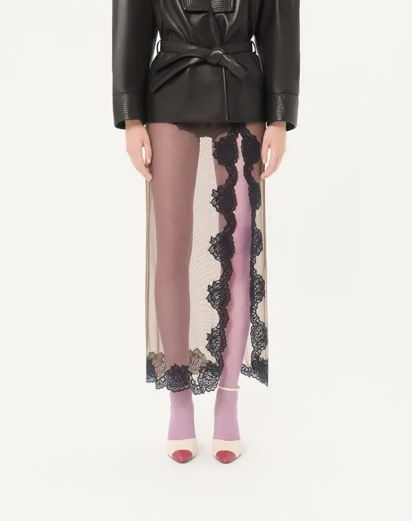 Valentino Garavani Long Skirt In Sheer Tulle - No