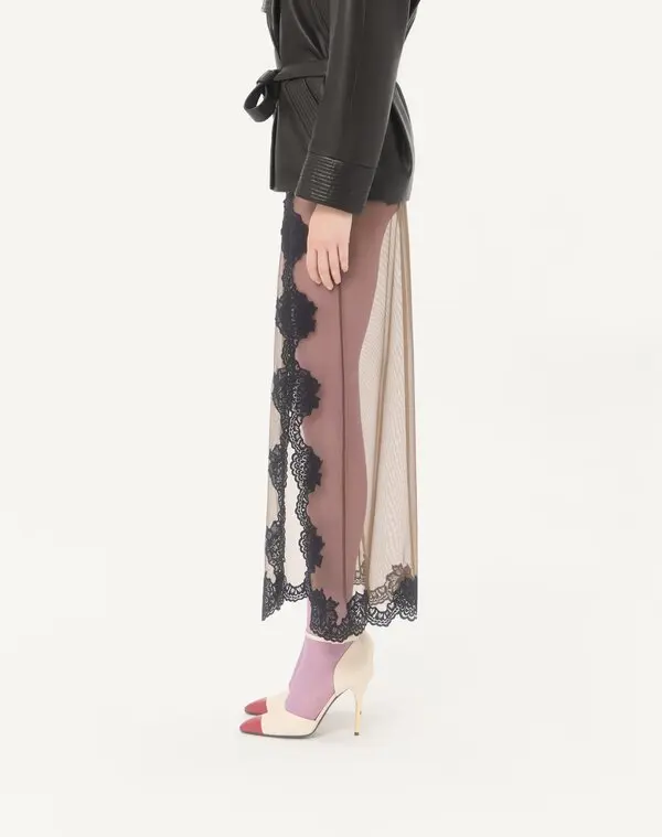 Valentino Garavani Long Skirt In Sheer Tulle - No
