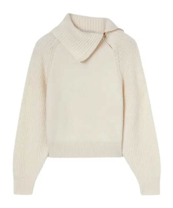 Agnona Long-sleeved Ribbed Knit Sweater