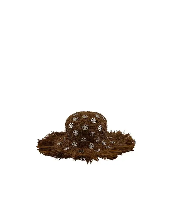 Rabanne Embellished Raffia Hat