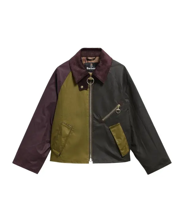 Barbour Colour-block Cord Collar Cropped Jacket