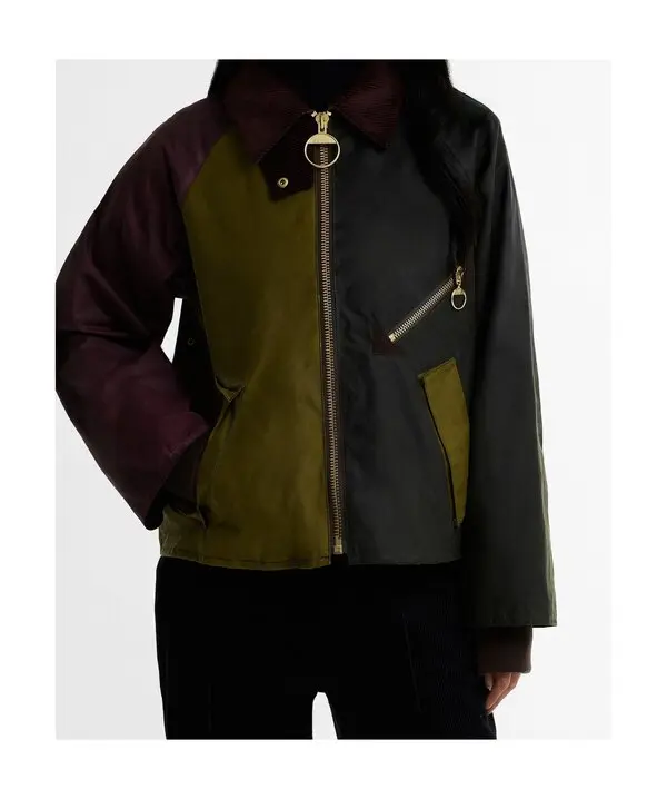 Barbour Colour-block Cord Collar Cropped Jacket