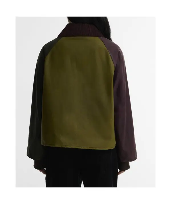 Barbour Colour-block Cord Collar Cropped Jacket
