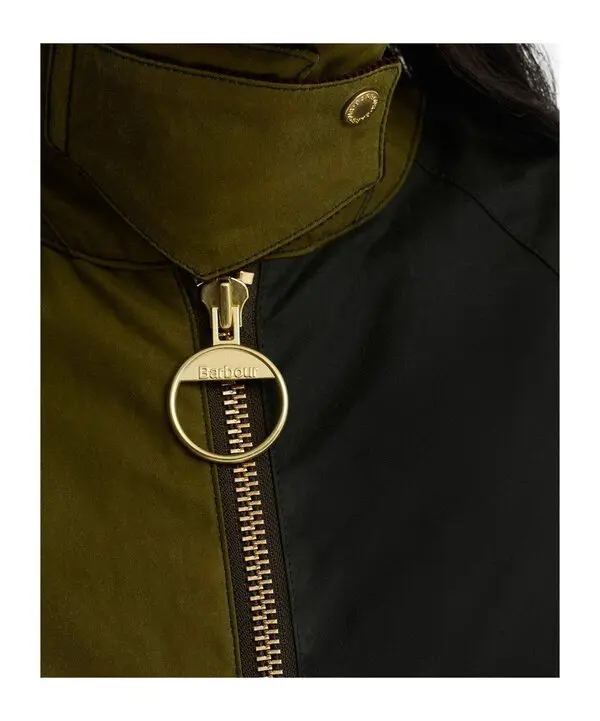 Barbour Colour-block Cord Collar Cropped Jacket